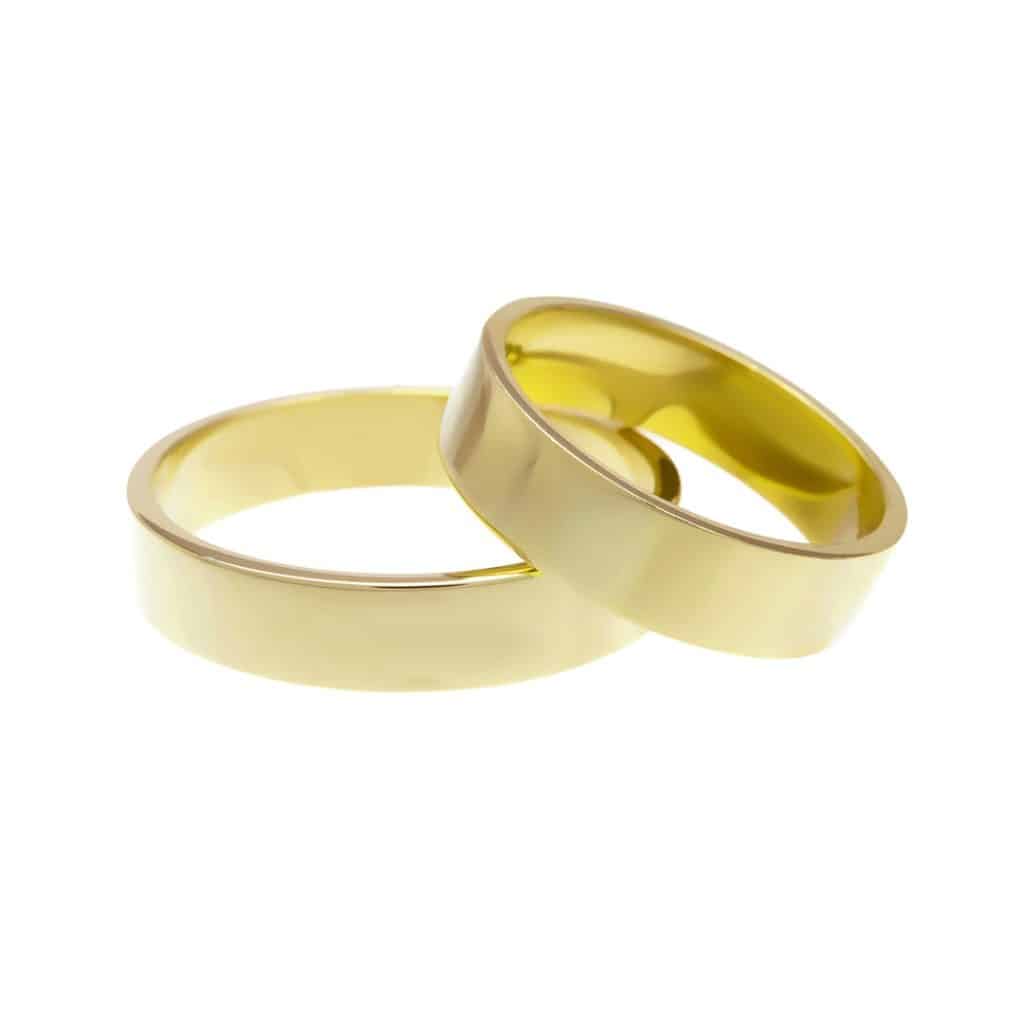 Verighete din aur galben si alb 18kt cu diamant L 024 @Sabion