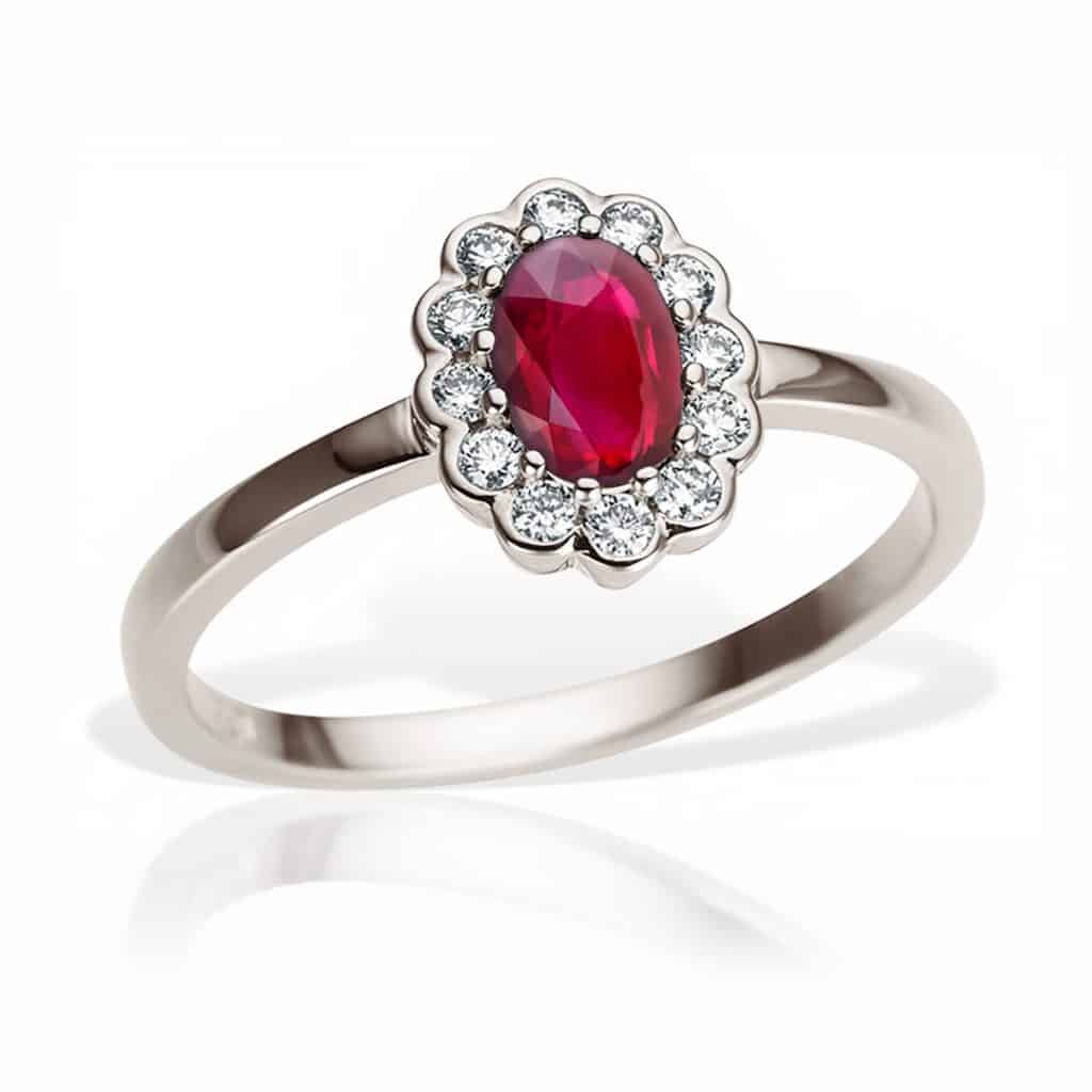 Inel aur alb 14 kt cu rubin și diamante BB.573064 @Sabion
