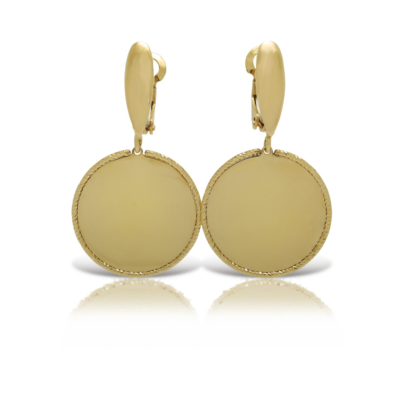 Cercei trifoi cu 4 foi din aur galben de 14 kt, cu zirconii, model IPC 065 @Sabion